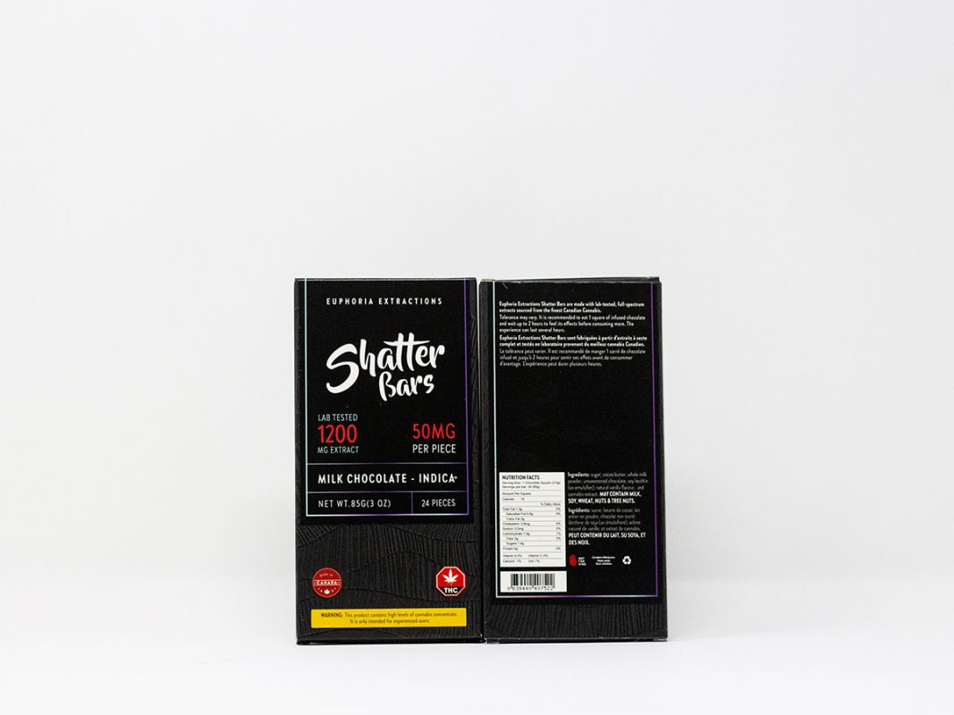 Euphoria Extractions – Shatter Bars – Milk Chocolate (Indica 1200mg ...